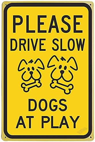 New Warning Plaque Watch Dogs Play Please Drive Slow - Dogs at Play ...