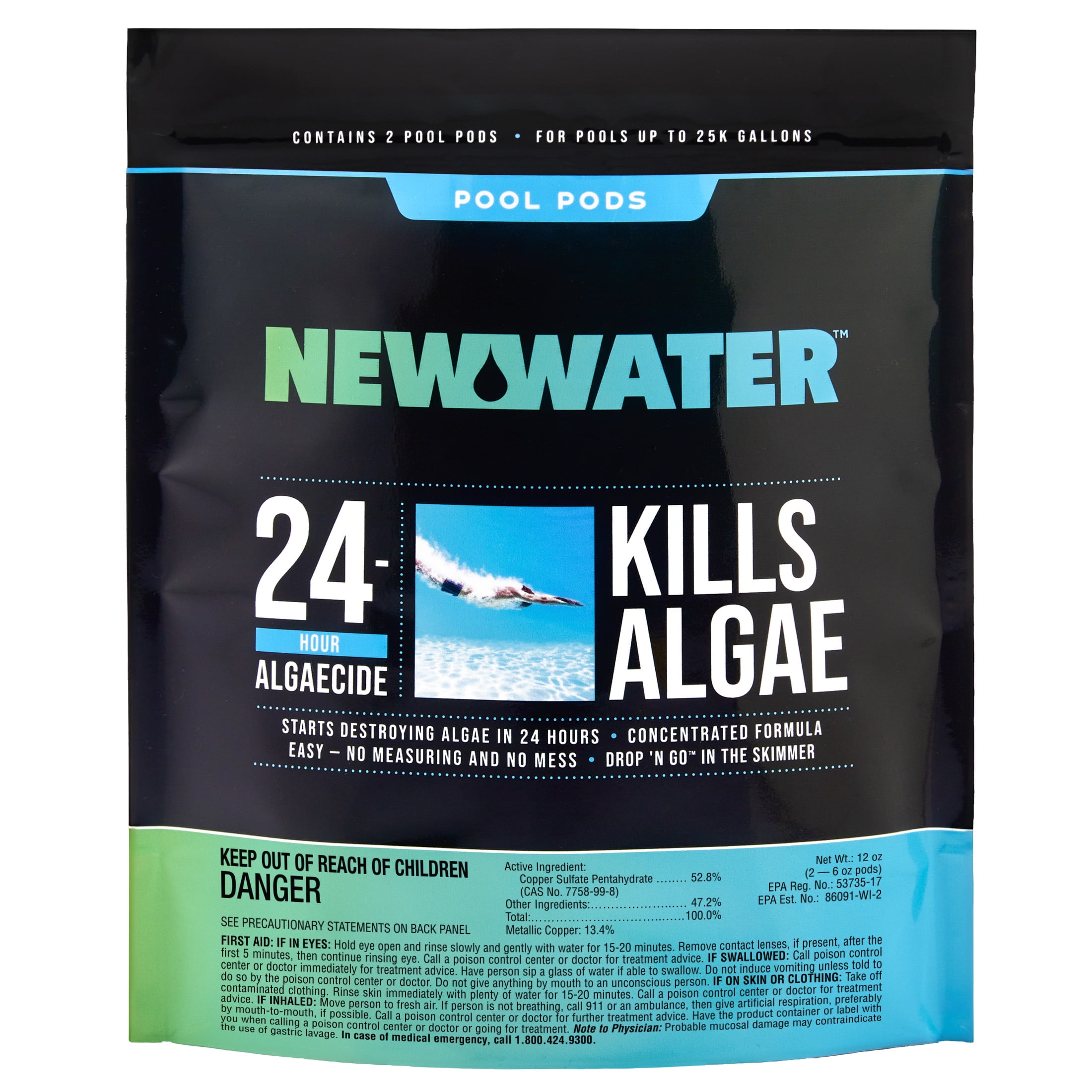New Water® 24-Hour Algaecide Pool Pods — Dry Concentrated Algae Control ...