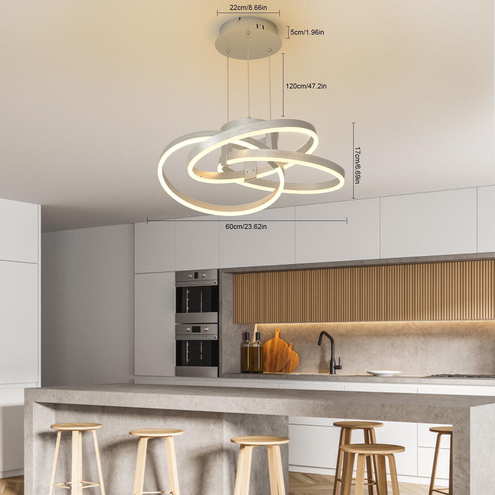 New Wave LED Pendant Lighting Stepless Dimmable Light for Dining Room ...