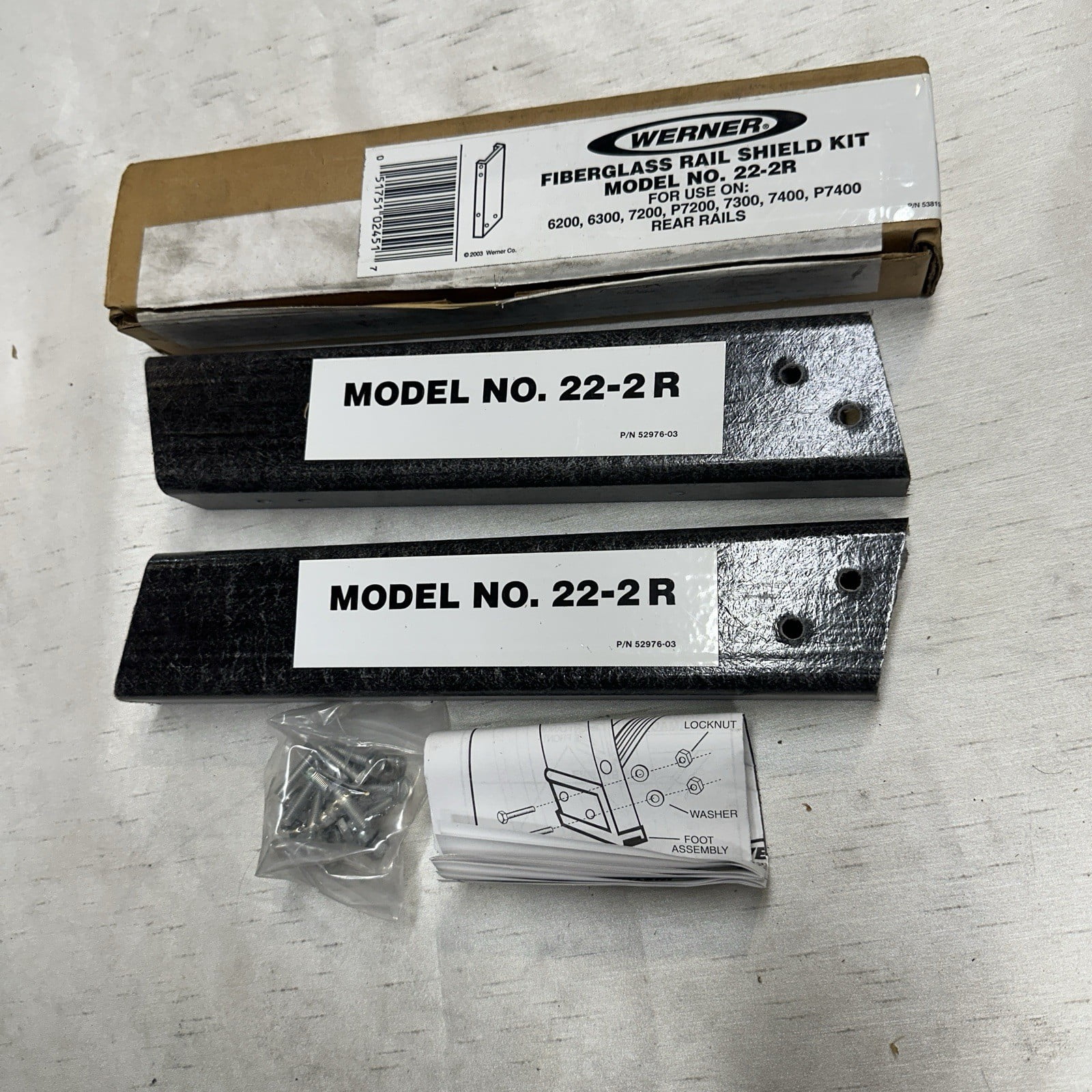 New Werner Fiberglass Rail Shield Kit Model 22-2R Step Ladder Rear Rail ...