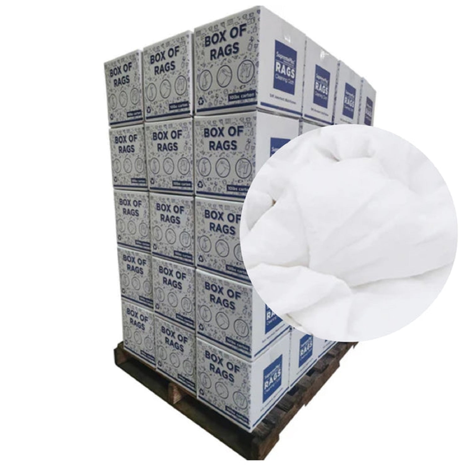 SupremePlus New White Knit Rags for Wiping, Multipurpose Cleaning Cloth - 600 lbs. Pallet 60x10 ...