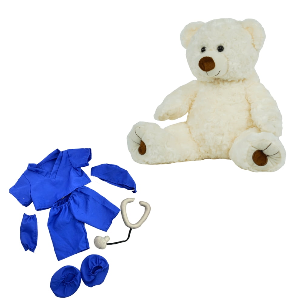 New White Twist Bear Plush in Blue Scrub, Get Well Soon Gifts for Kids ...