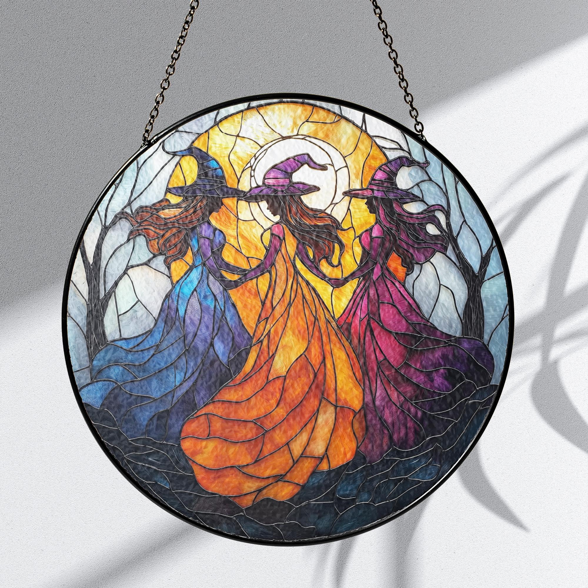 New Witch Trio Stained Glass Suncatcher, Fairy Window Decor, Wiccan ...