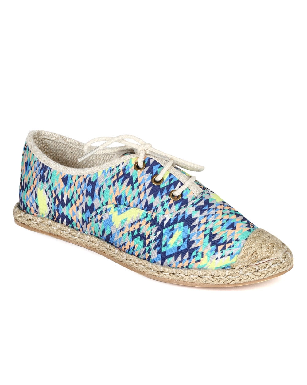 New Women Qupid Mermosa-05B Fabric Multi Color Cap Toe Espadrille ...