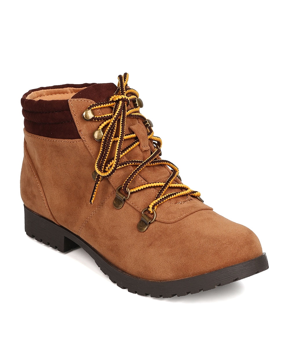 New Women Qupid Wyatte-78 Faux Suede Round Toe Lace Up All Weather ...