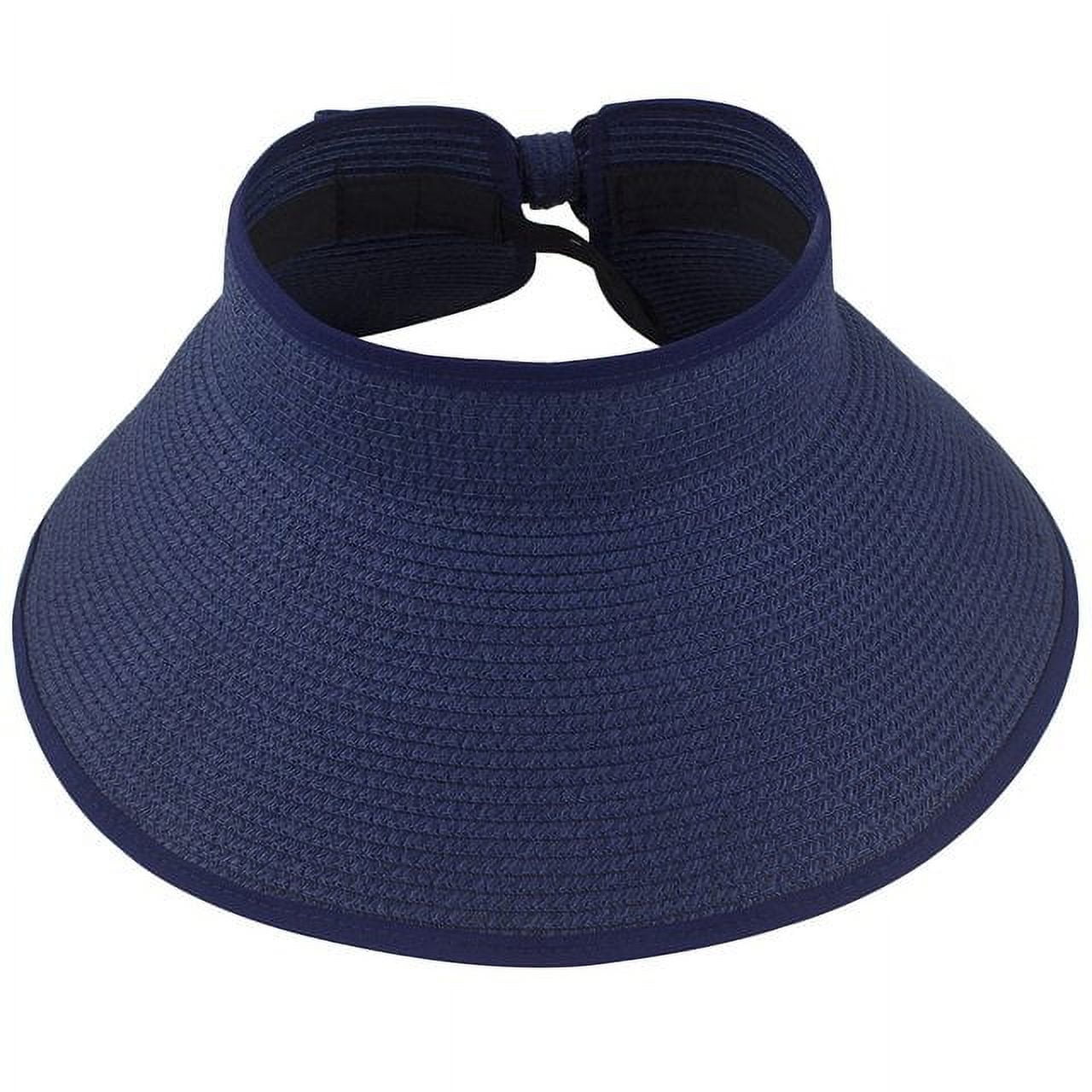 New Women Roll Up Sun Visor Wide Brim Straw Hat Summer Foldable
