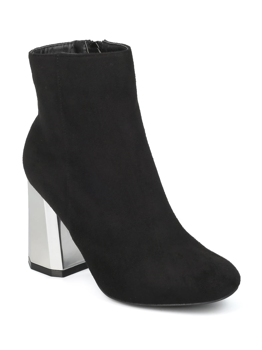 New Women Wild Diva Mercala-01 Faux Suede Metallic Angled Block Heel ...