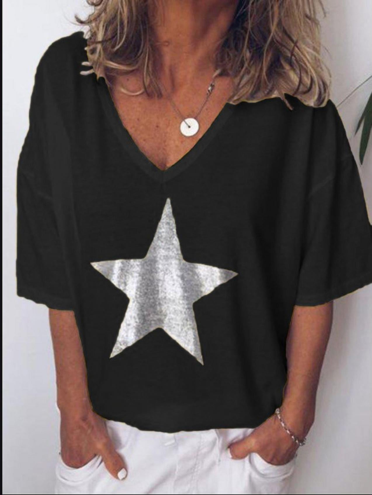 New Women's Casual Short Sleeve Crop Top Plus Size Blouse V Neck Shirts ...