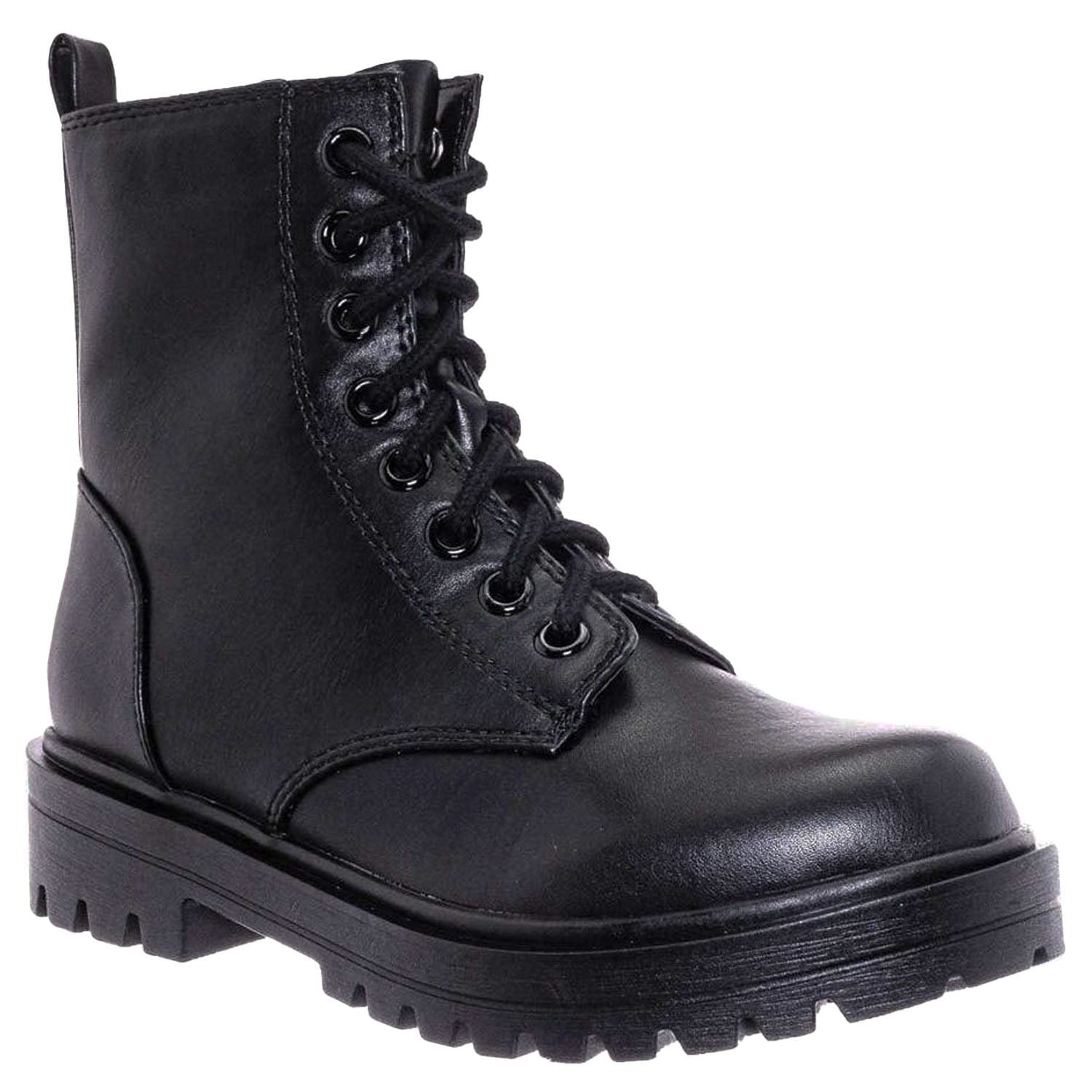 New Women's Lug Sole Platform Combat Ankle Bootie Lace up Side Zipper ...