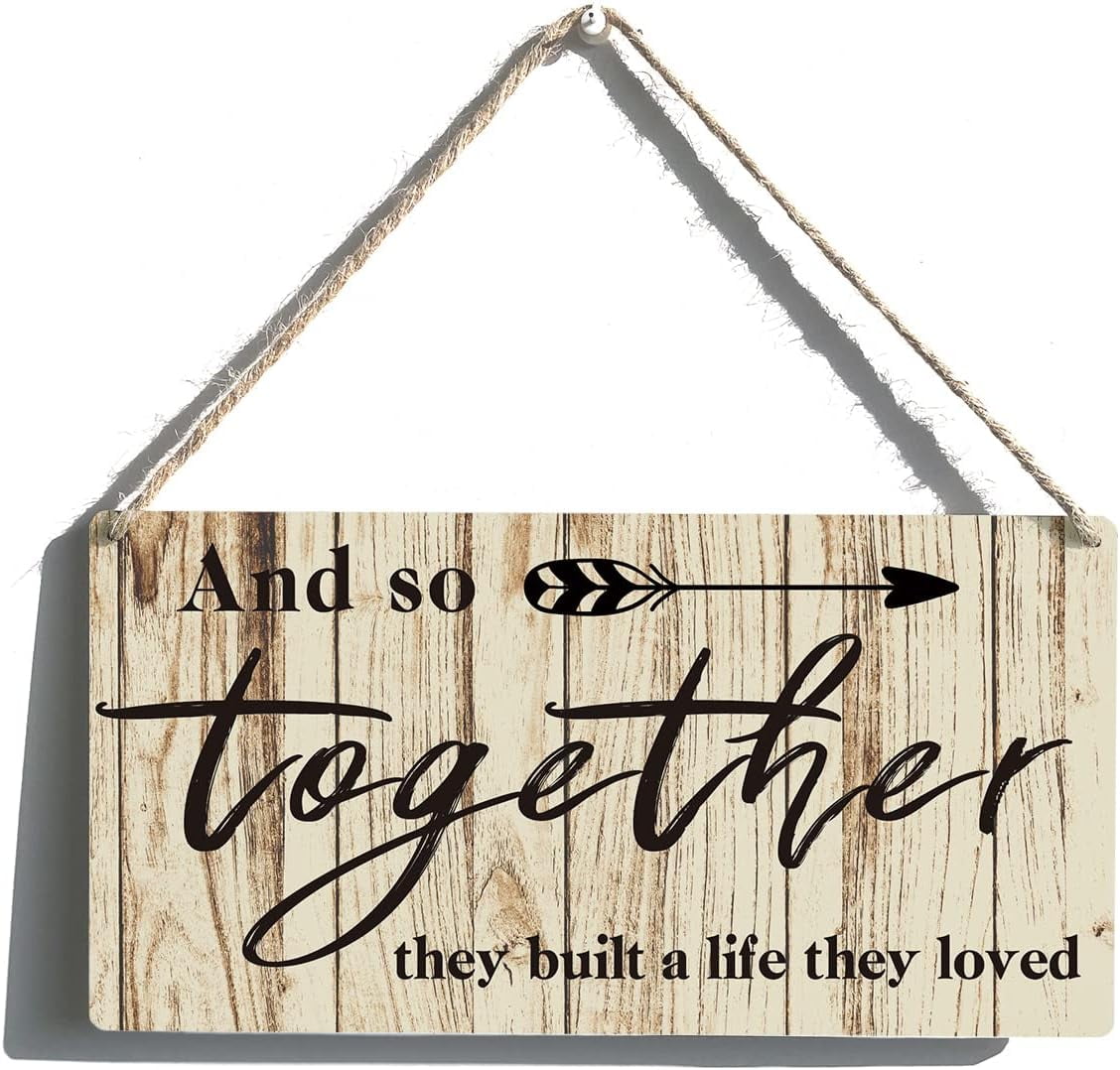 New Wood Sign 10x5 Inch Door Sign And So Together They Built a Life ...