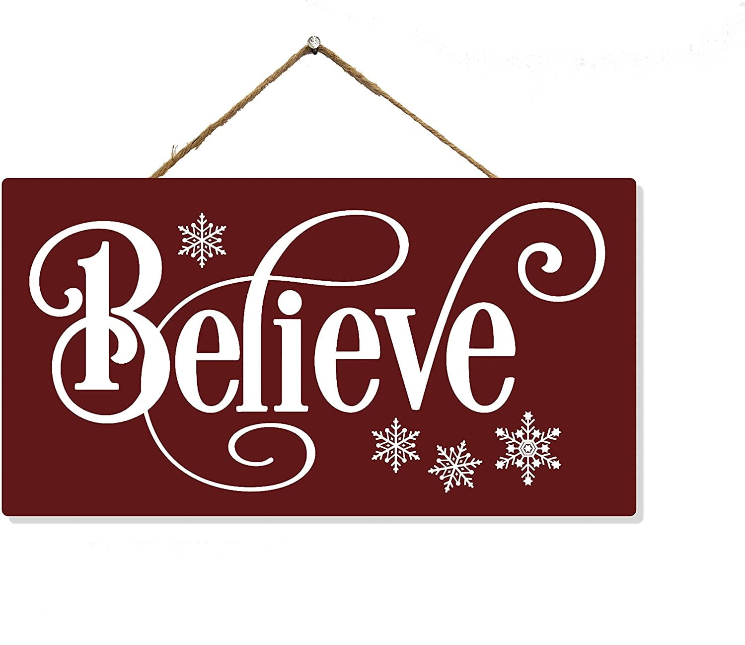 New Wood Sign 10x5 Inch Door Sign Believe Sign Christmas Decor Hanging ...