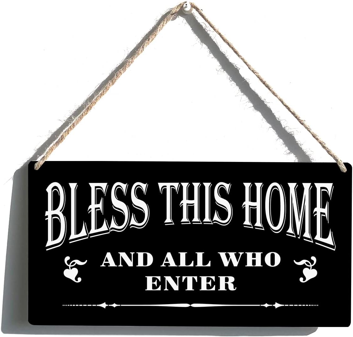 New Wood Sign 10x5 Inch Door Sign Family Sign Bless This Home and All ...
