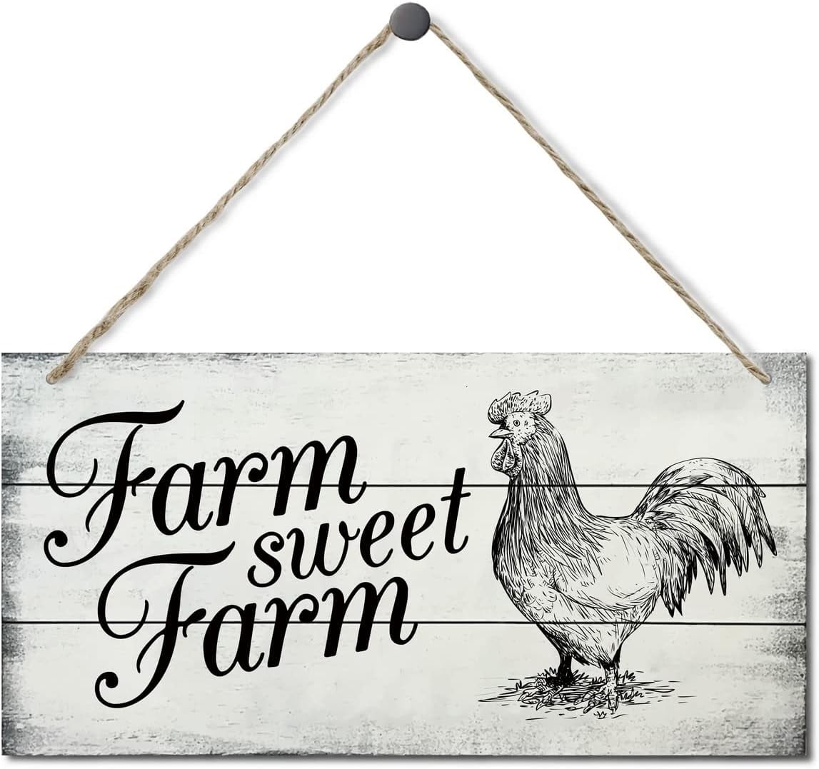 New Wood Sign 10x5 Inch Door Sign Farm Sweet Farm Decor Sign Hanging ...