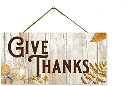 New Wood Sign 10x5 Inch Door Sign Give Thanks Sign Porch Decor Hanging ...