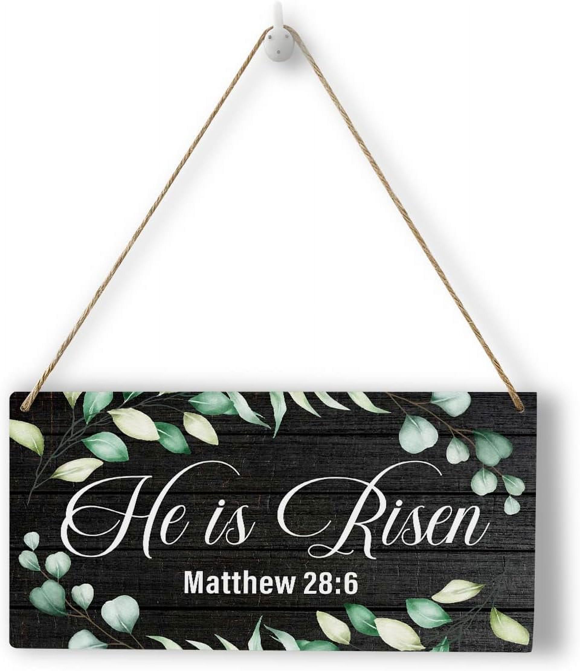 New Wood Sign 10x5 Inch Door Sign He Is Risen Matthew 28:6 Sign Hanging ...