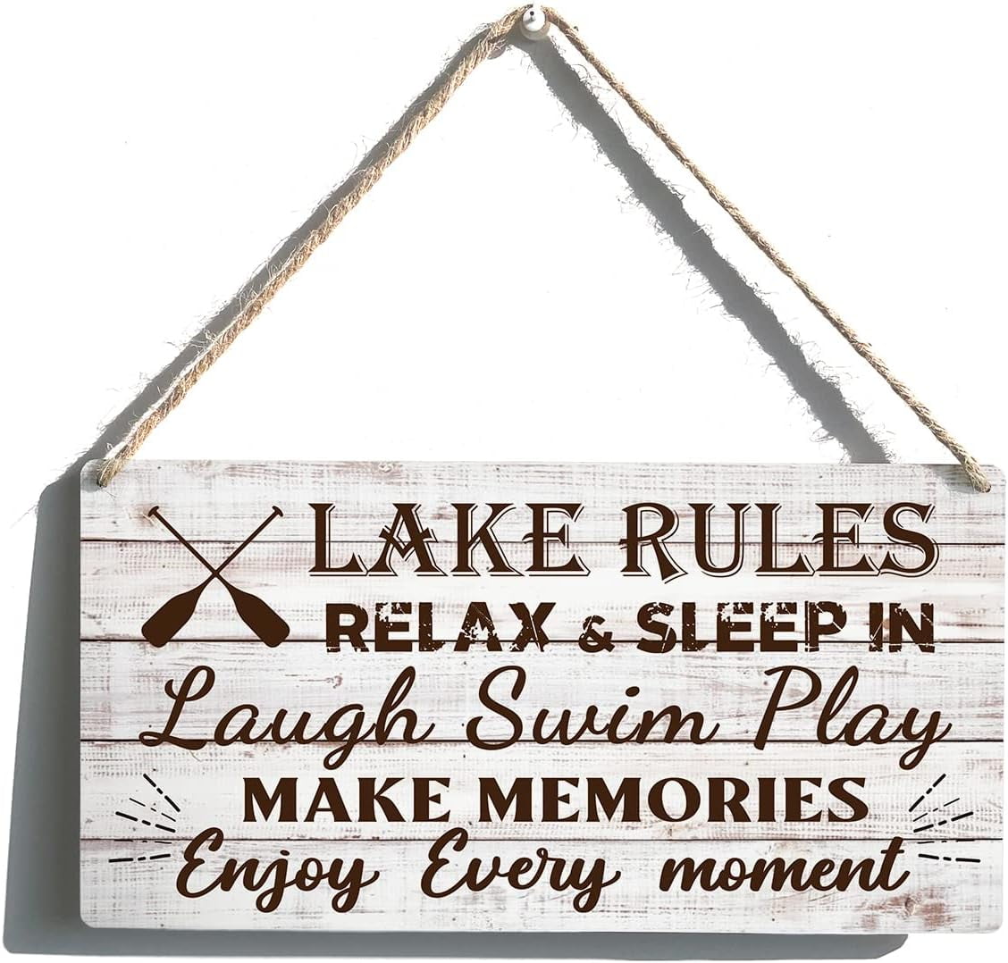 New Wood Sign 10x5 Inch Door Sign Lake Rules Sign Make Memories Hanging ...