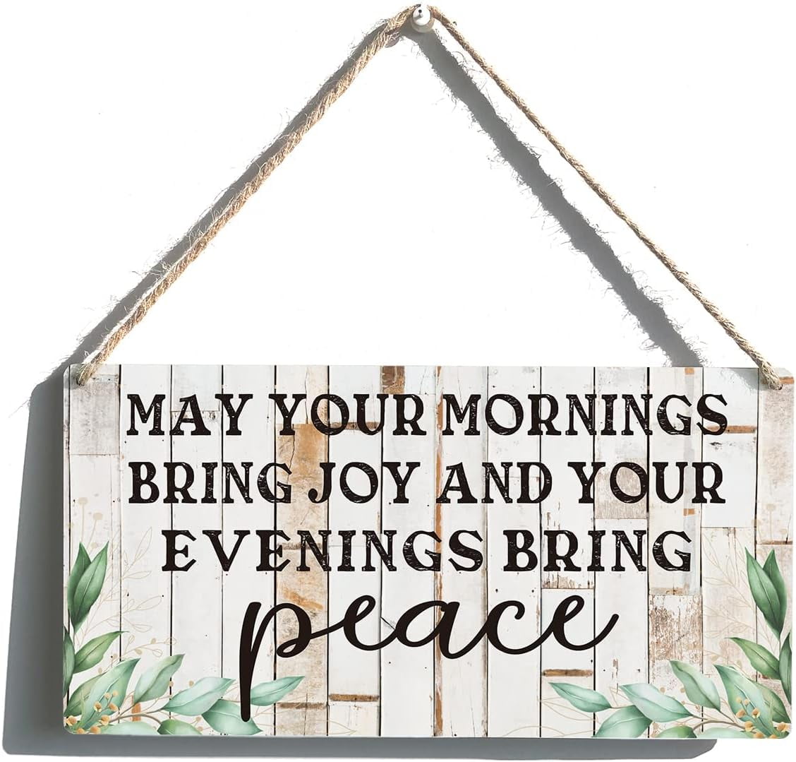New Wood Sign 10x5 Inch Door Sign May Your Mornings Bring Sign Hanging ...
