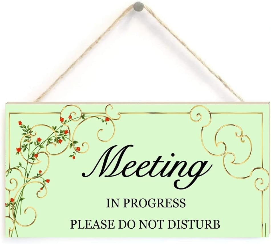 New Wood Sign 10x5 Inch Door Sign Meeting in Progress Sign Hanging ...