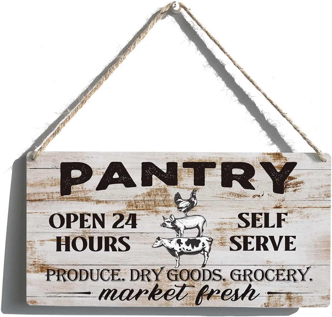 New Wood Sign 10x5 Inch Door Sign Pantry Open 24 Hours Hanging Wooden ...
