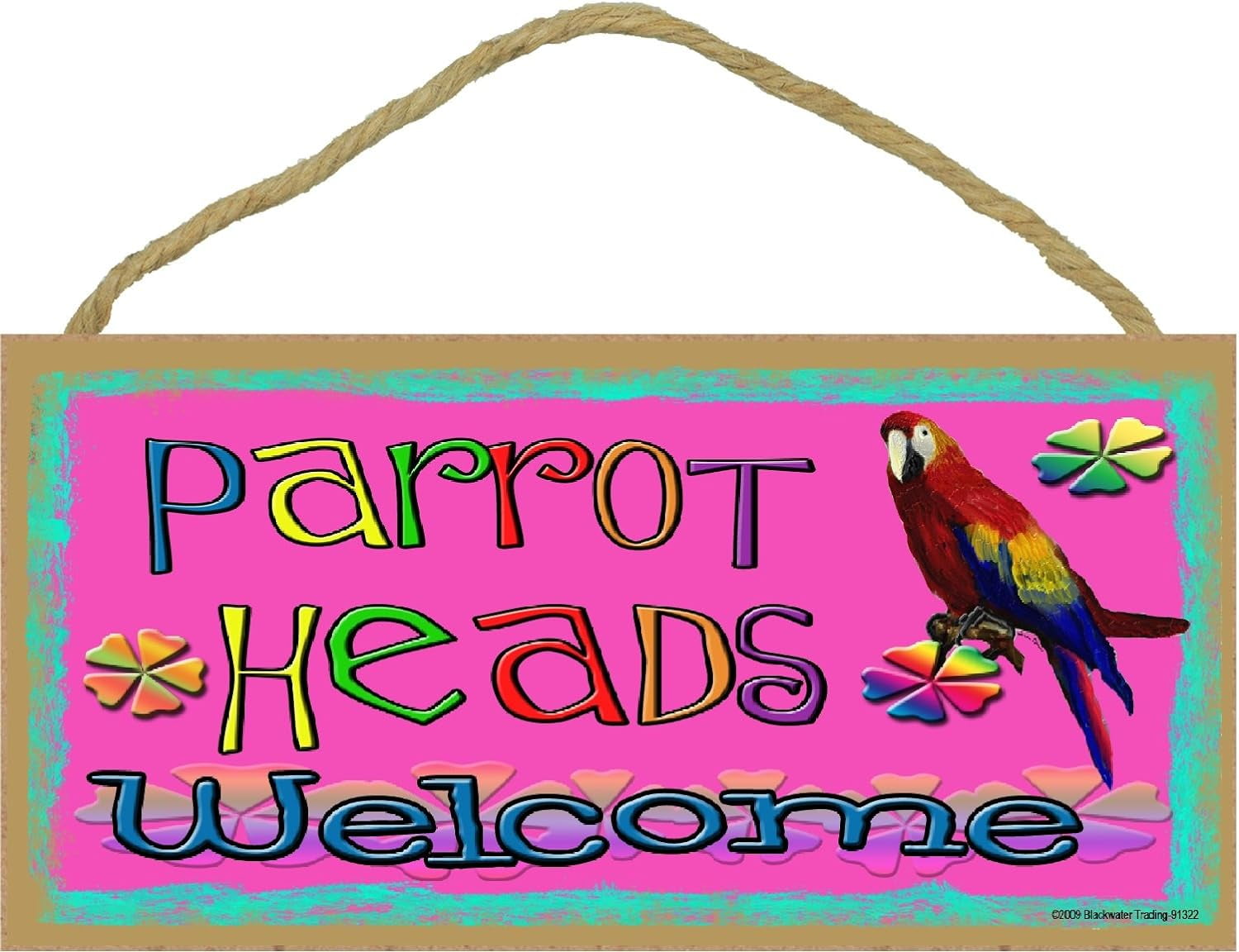 New Wood Sign 10x5 Inch Door Sign Parrot Heads Welcome Tropical Sign ...