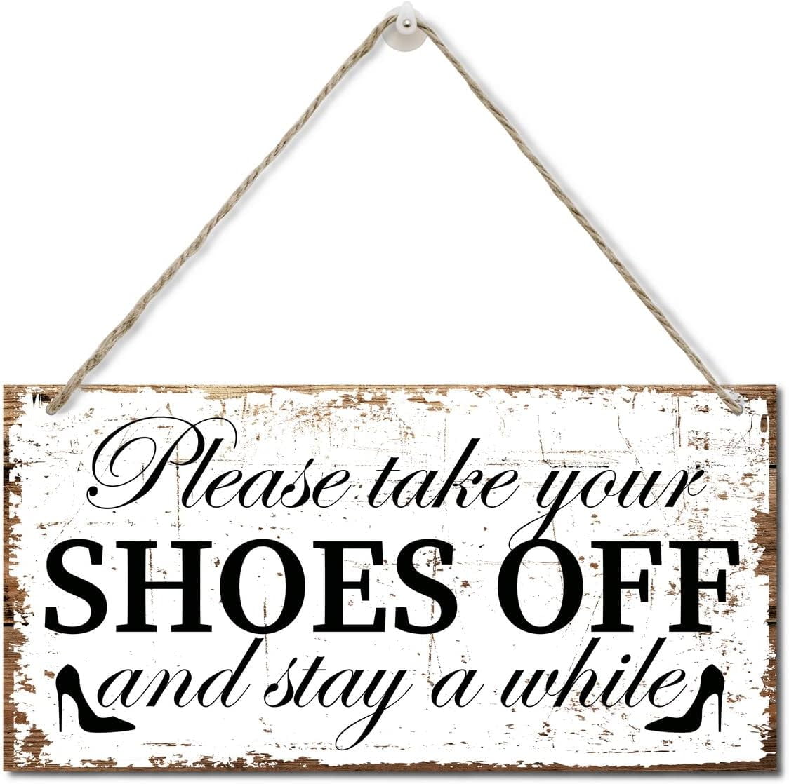 New Wood Sign 10x5 Inch Door Sign Please Take Off Your Shoes and Stay a ...