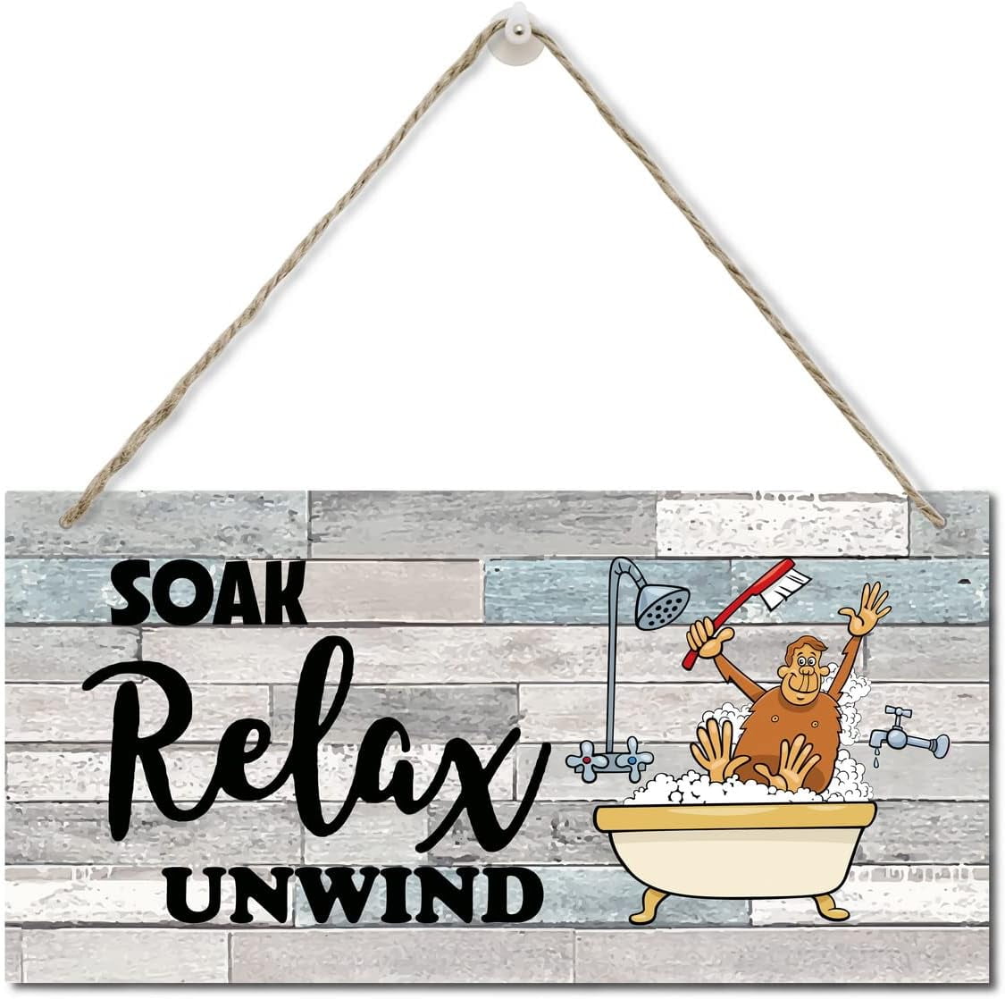 New Wood Sign 10x5 Inch Door Sign Relax Soak Unwind Hanging Wooden Wall ...