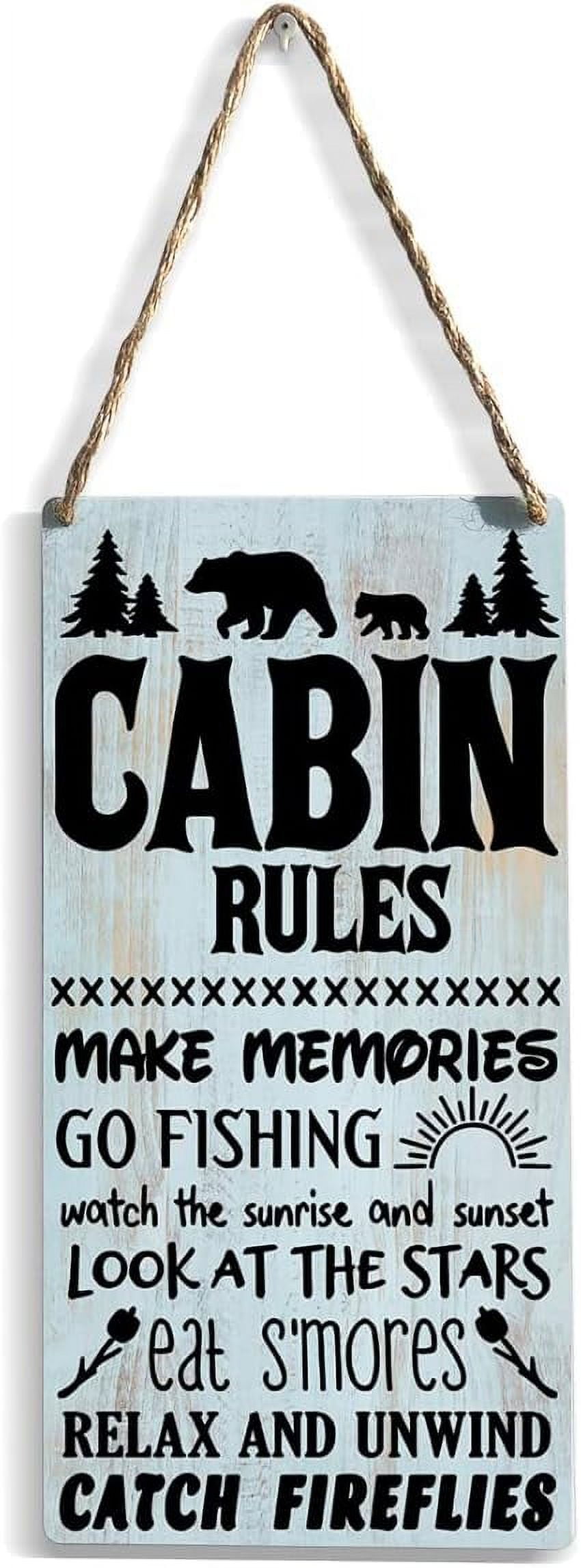 New Wood Sign 10x5 Inch Door Sign Rustic Cabin Rules Sign Hanging ...