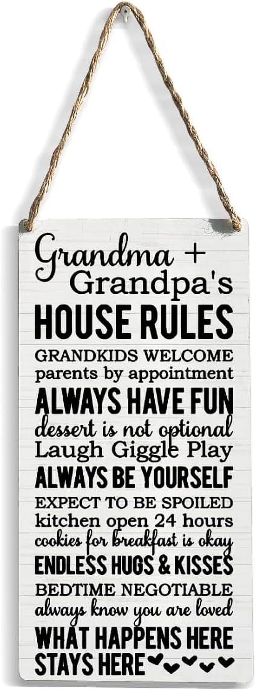 New Wood Sign 10x5 Inch Door Sign Rustic Grandparents House Rules Sign ...