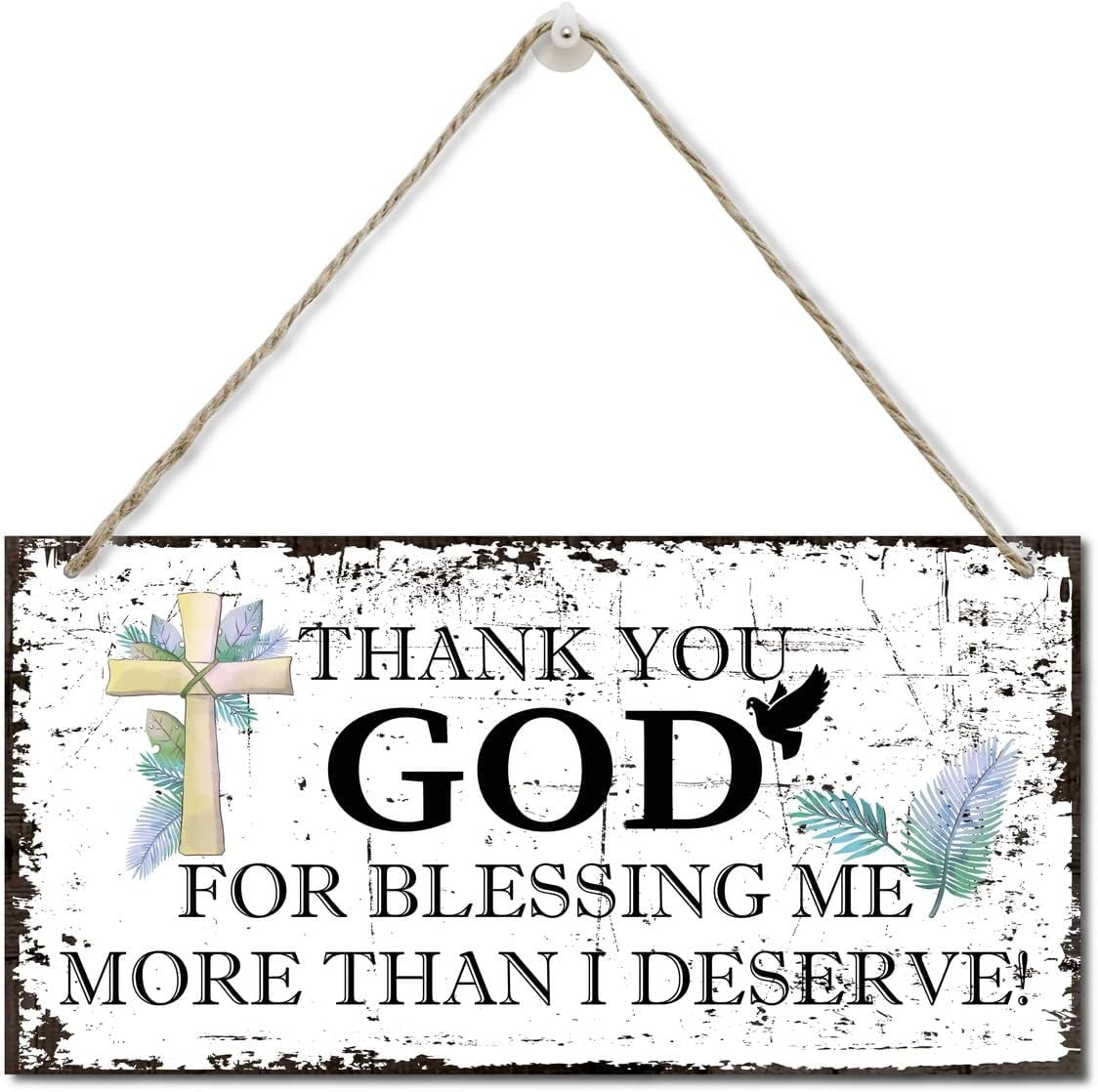 New Wood Sign 10x5 Inch Door Sign Thank You God for Blessing Me More ...