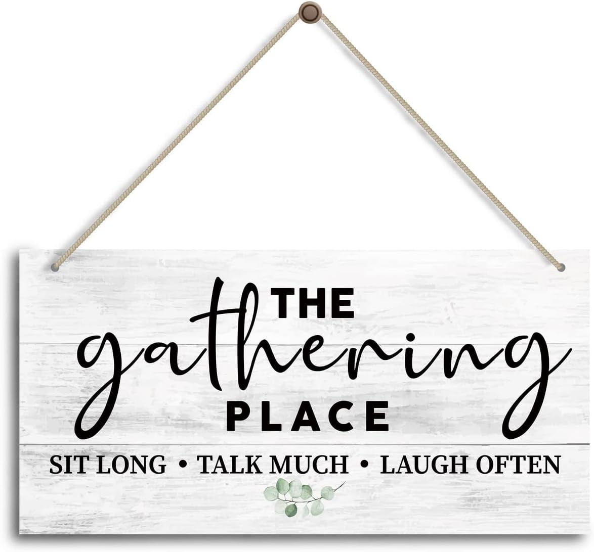 New Wood Sign 10x5 Inch Door Sign The Gathering Place Hanging Wooden ...