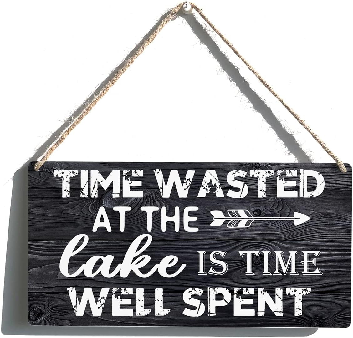 New Wood Sign 10x5 Inch Door Sign Time Wasted At The Lake is Time Well ...