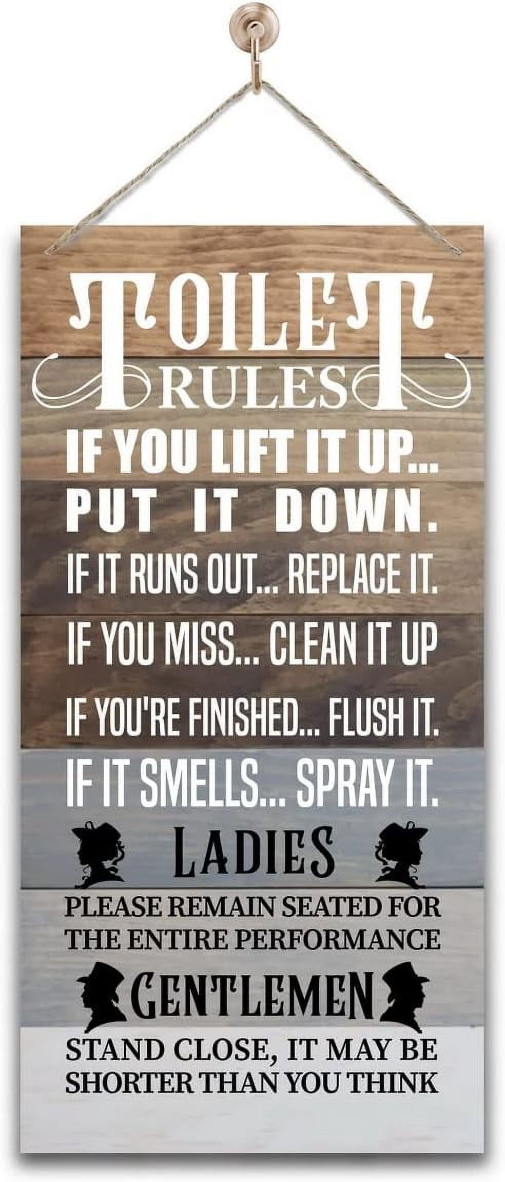 New Wood Sign 10x5 Inch Door Sign Toilet Rules Hanging Wooden Wall Sign ...