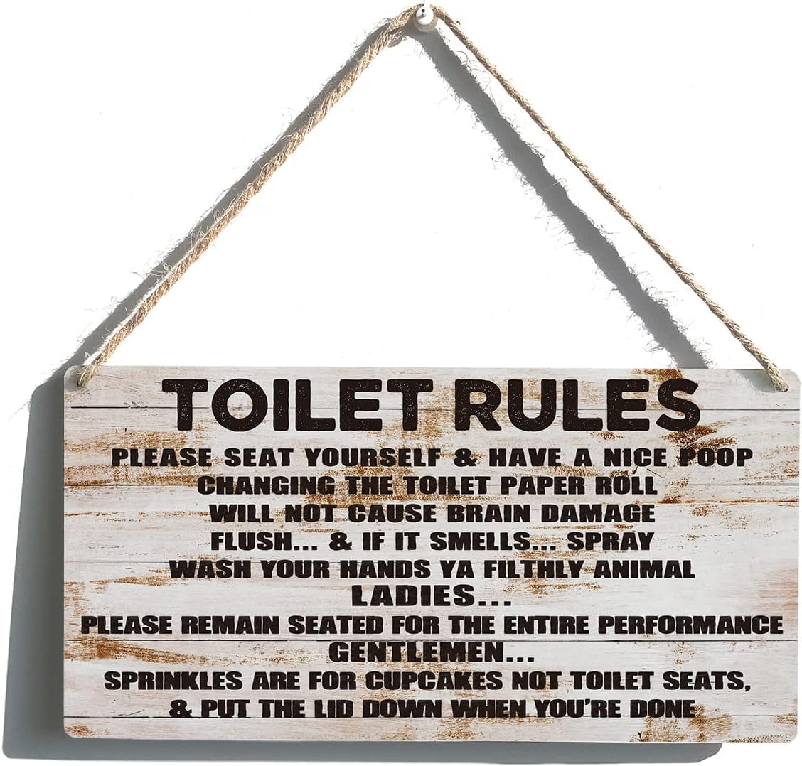 New Wood Sign 10x5 Inch Door Sign Toilet Rules Sign Wash Your Hands ...