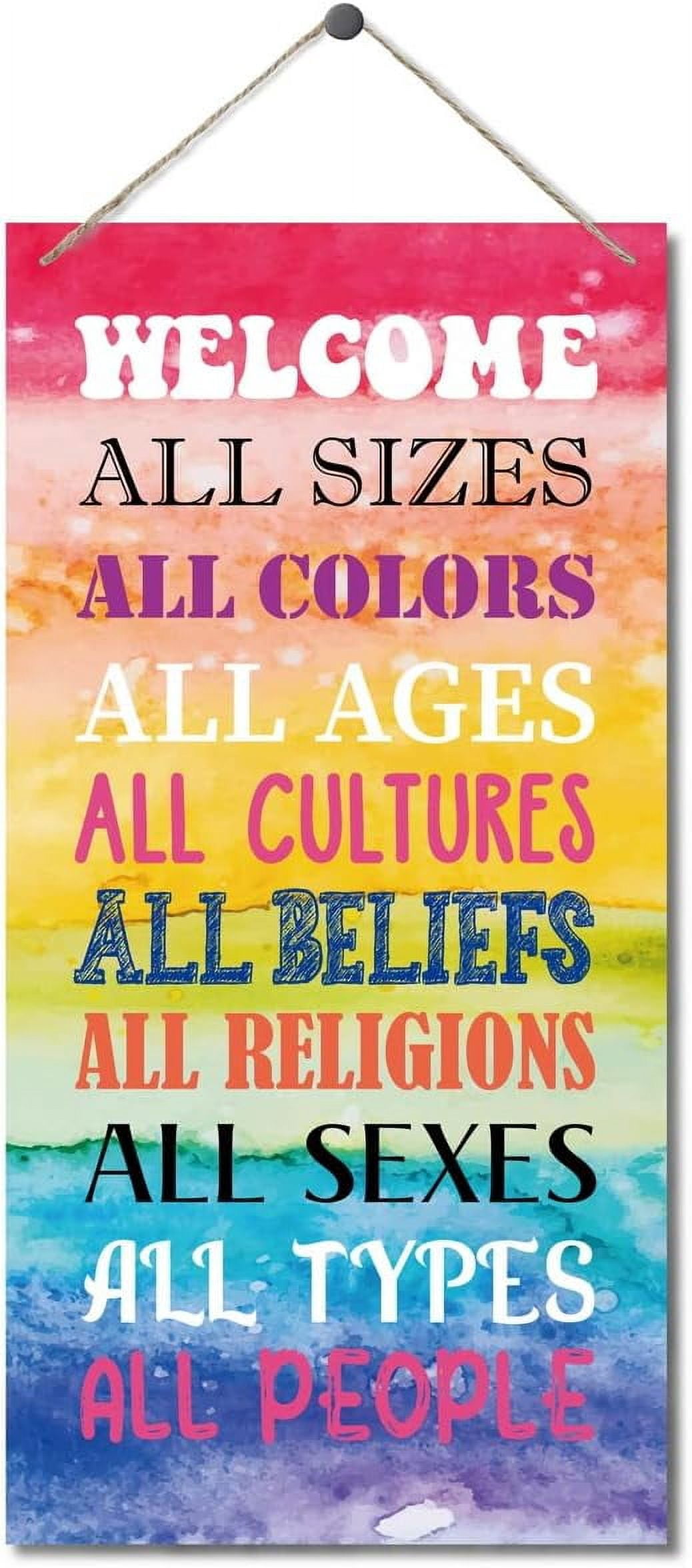 New Wood Sign 10x5 Inch Door Sign Welcome All People Sign Hanging ...