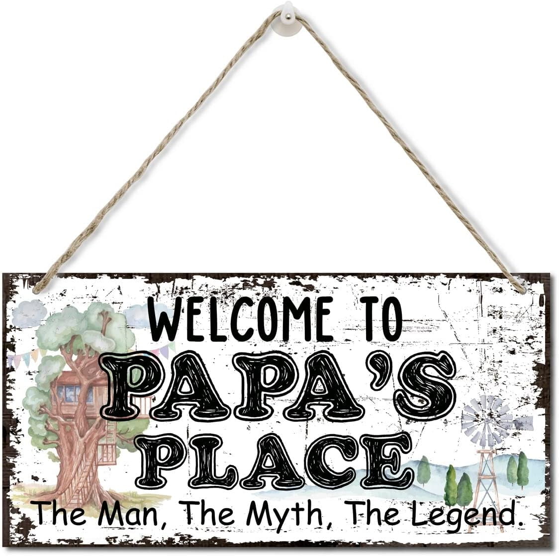 New Wood Sign 10x5 Inch Door Sign Vintage Style Welcome to Papa's Place ...