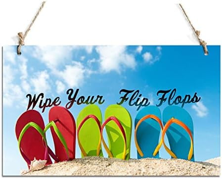 New Wood Sign 10x5 Inch Door Sign Wipe Your Flips Flops Chalkborard ...