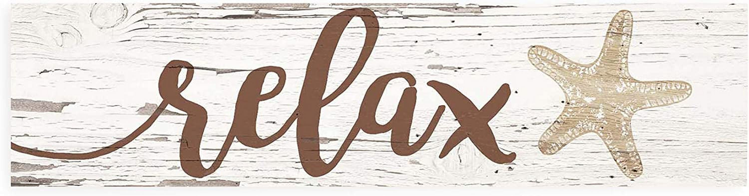 New Wood Sign 4x16 Inch Relax Starfish Weathered Cream For Hanging Sign ...