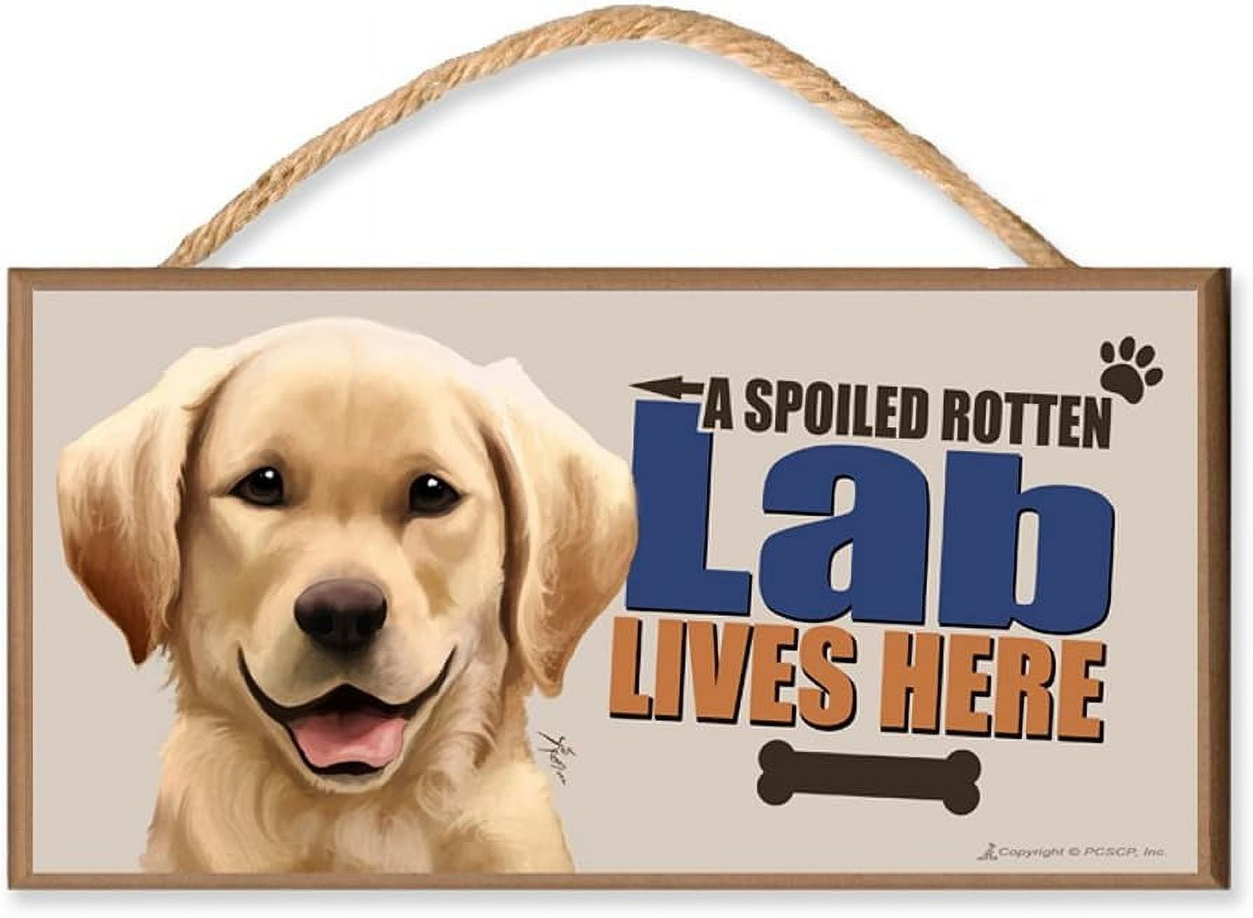 New Wood Sign 5x10 Inch Dog Sign A Spoiled Rotten Lab Lives Here For ...