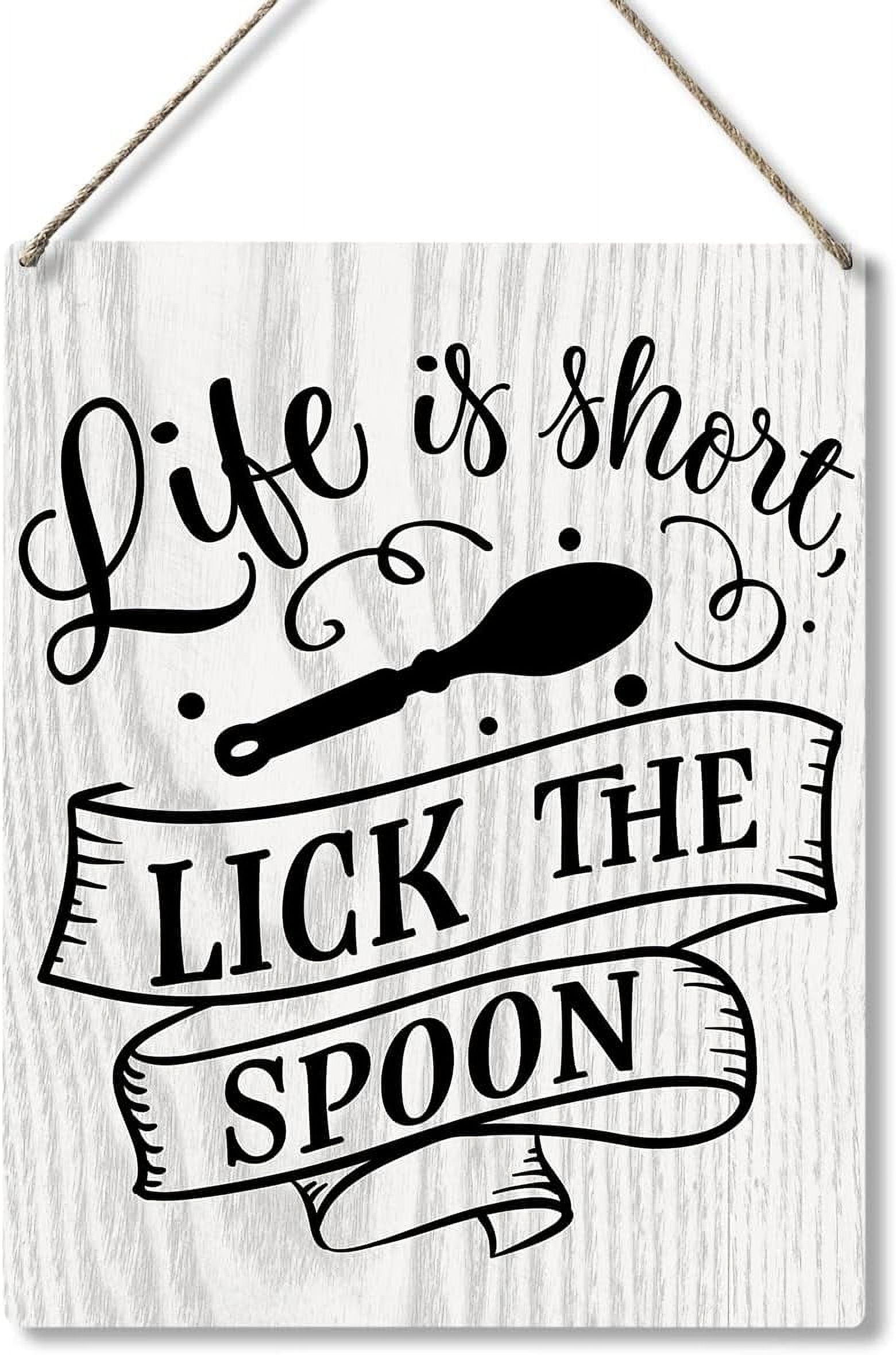New Wood Sign 5x10 Inch Door Sign Funny Kitchen Quote Life is Short ...