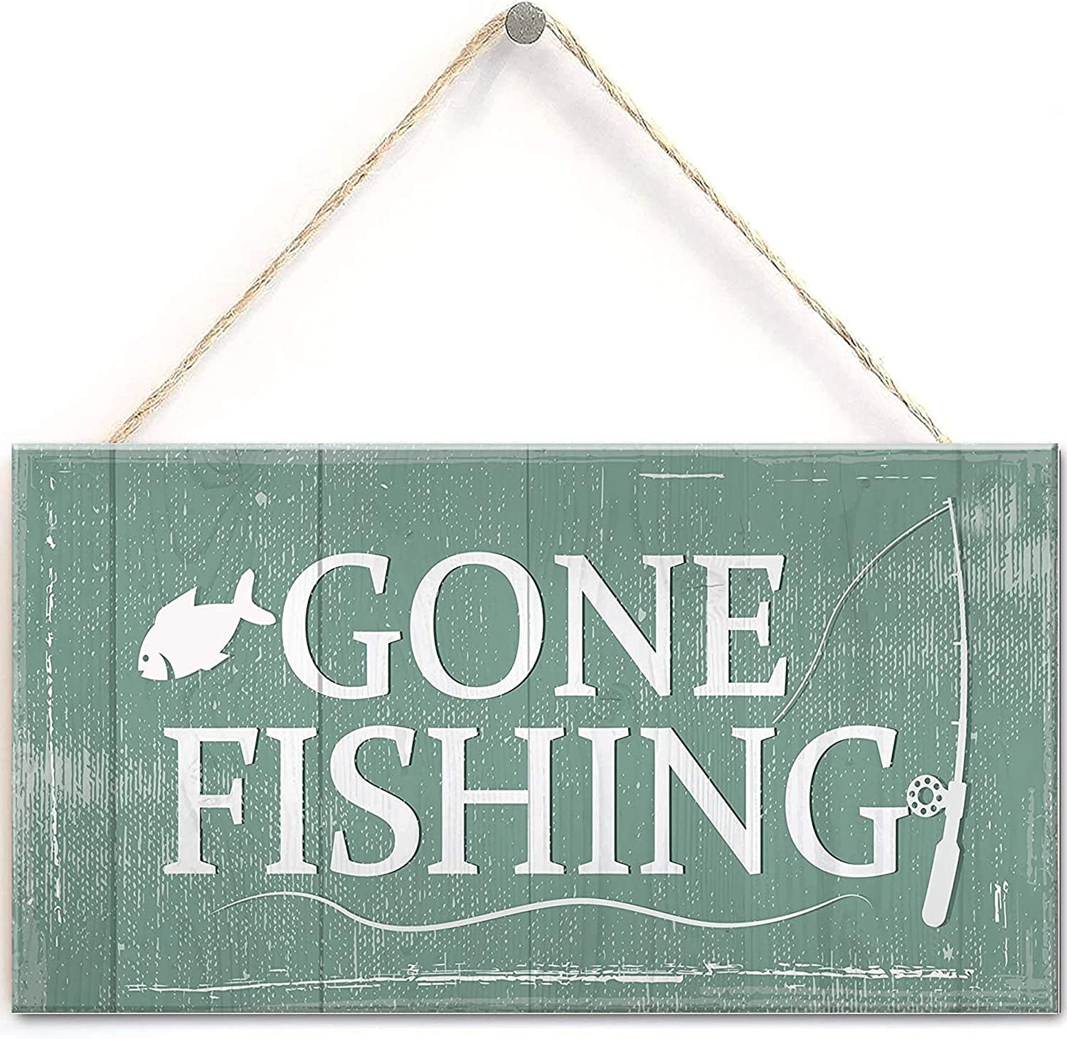 New Wood Sign 5x10 Inch Door Sign Gone Fishing For Hanging Wooden Sign ...