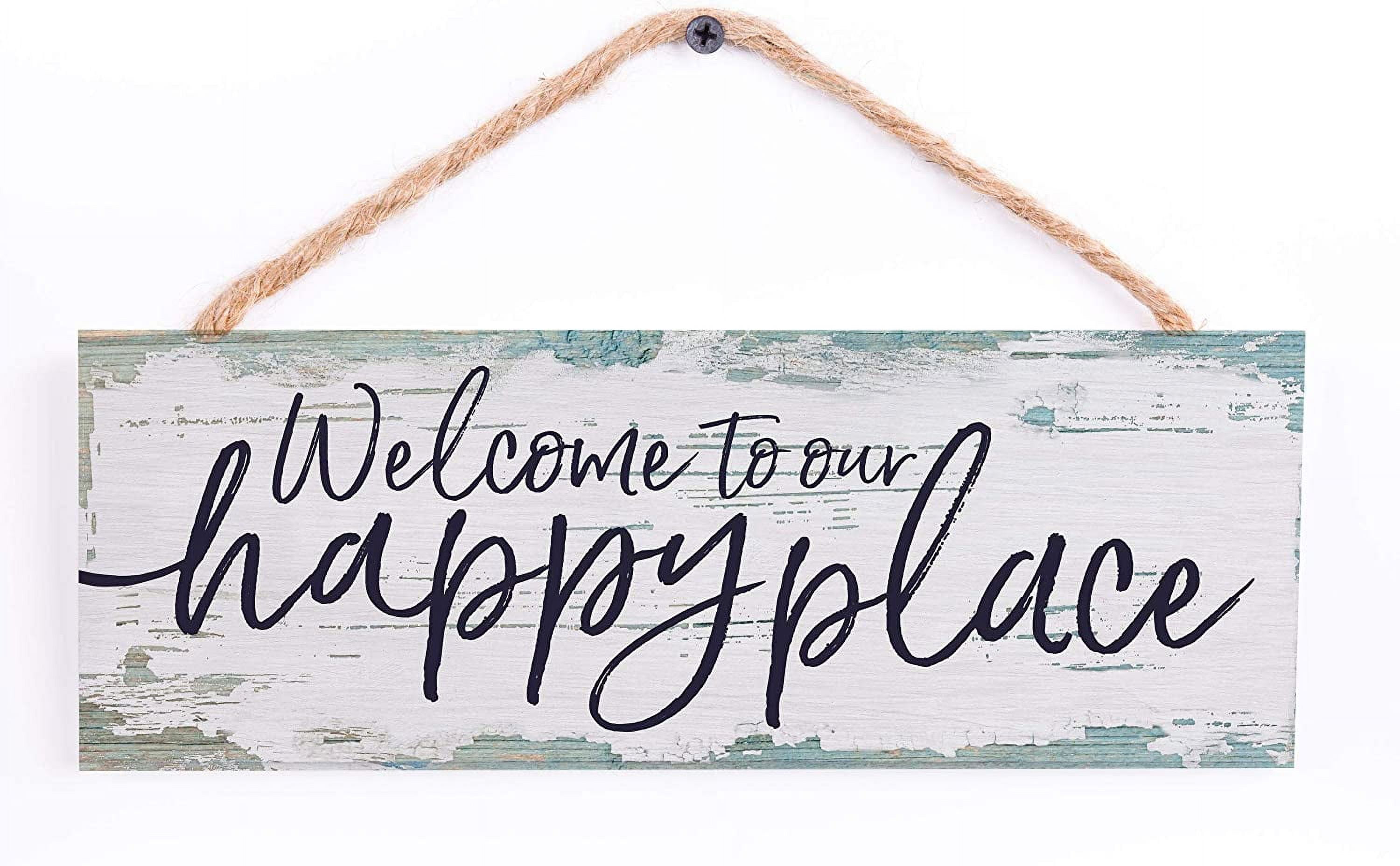 New Wood Sign 5x10 Inch For Welcome Our Happy Place Hanging Sign Home ...
