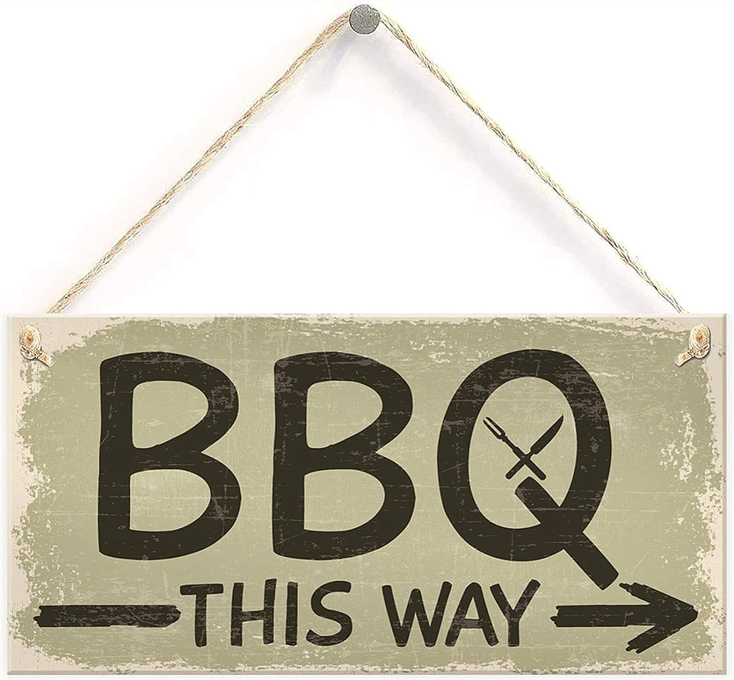 New Wood Sign 5x10 Inch Front Door Sign BBQ Barbecue This Way Garden ...