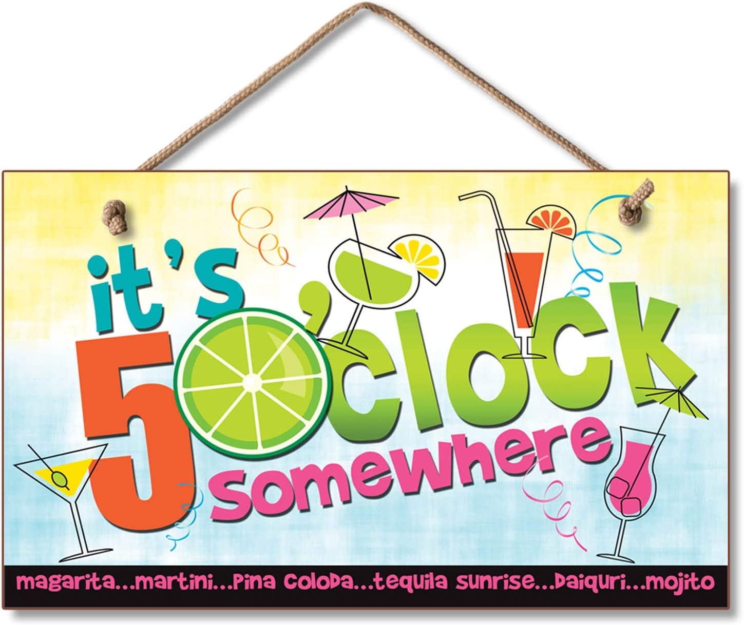 New Wood Sign 5x10 Inch Front Door Sign "It's 5 O' Clock Somewhere ...