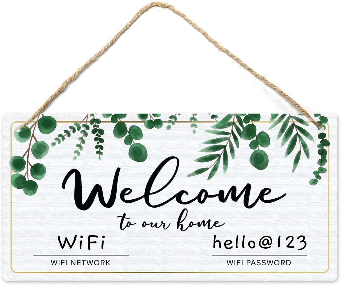 New Wood Sign 5x10 Inch Front Door Sign Welcome To Our Home WiFi ...