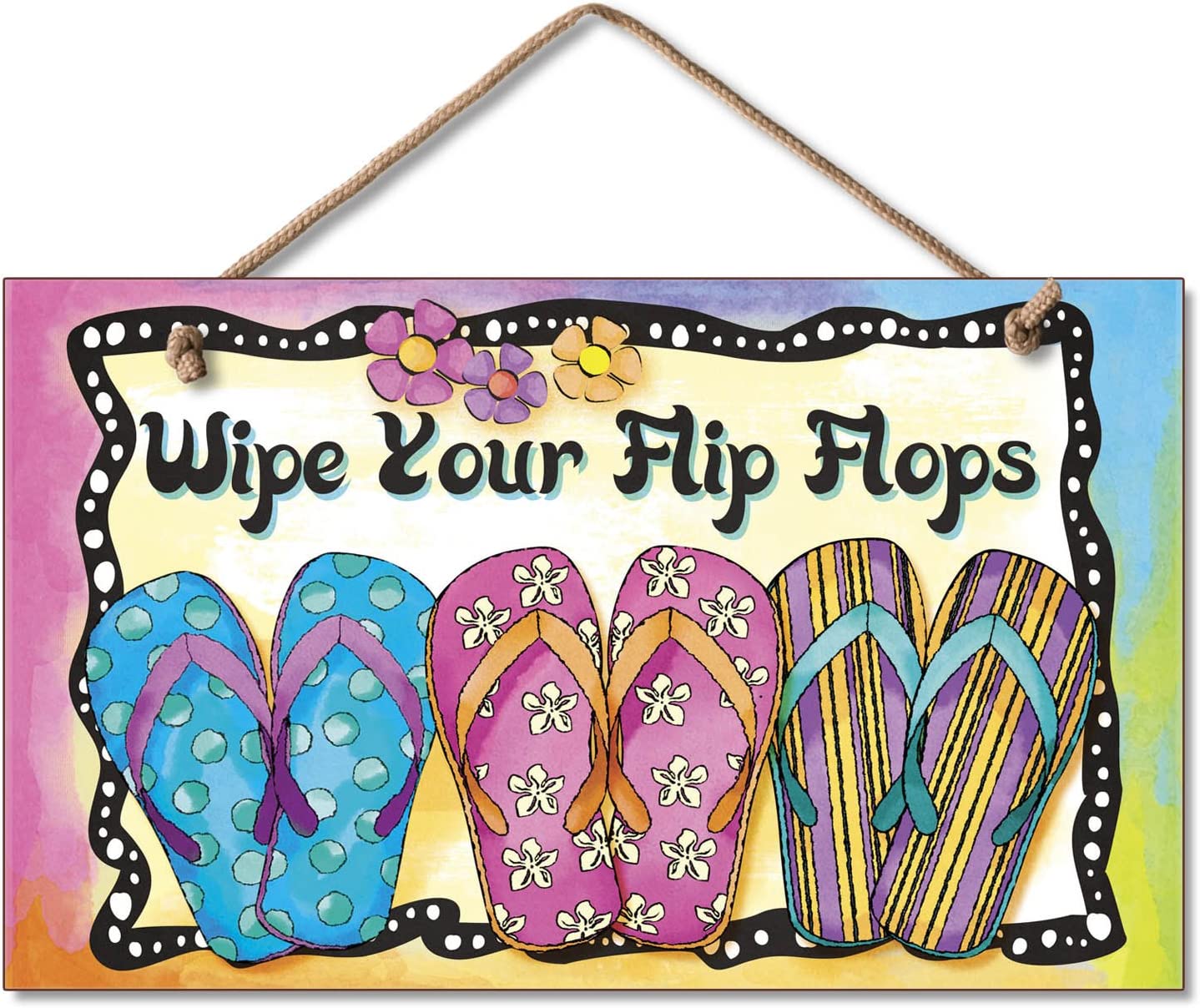 New Wood Sign 5x10 Inch Front Door Sign Wipe Your Flip Flops Hanging ...
