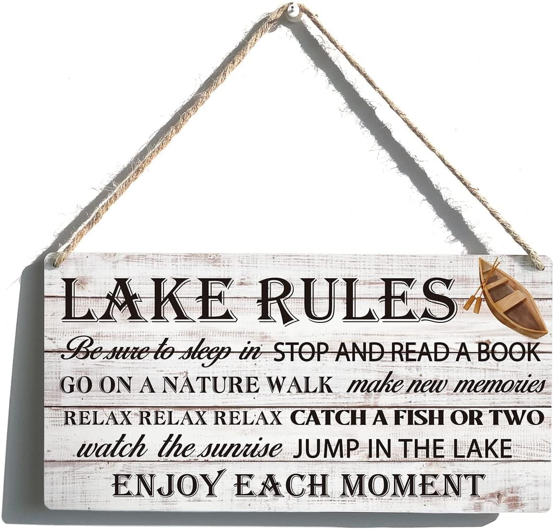 New Wood Sign 8x12 Inch Door Sign Lake Rules Sign Go on a Nature Walk ...