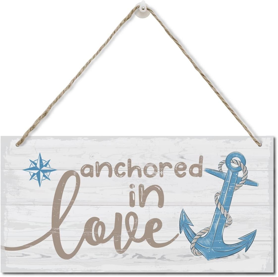 New Wood Sign 8x12 Inch Door Sign Anchored in Love Hanging Wooden Wall ...