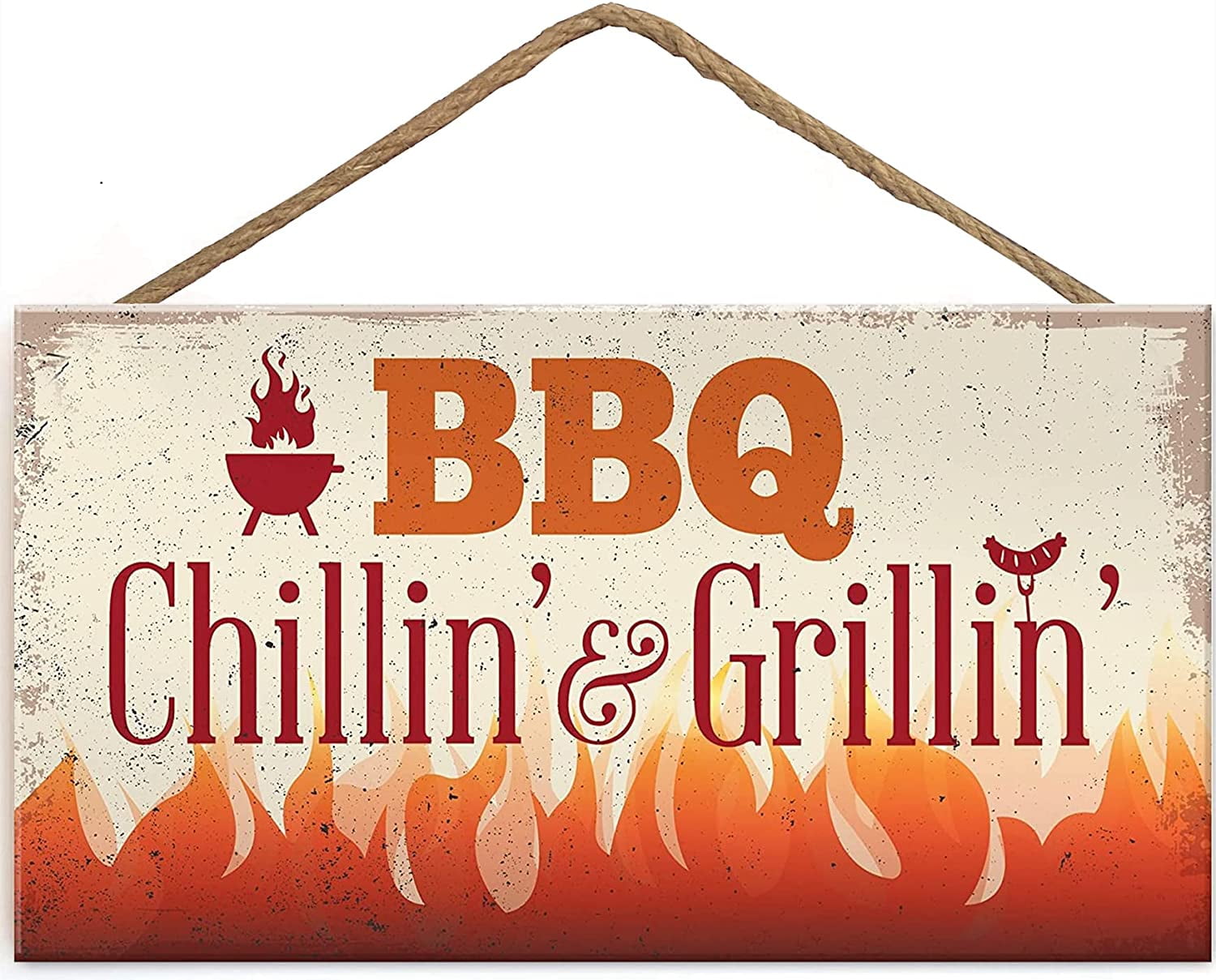 New Wood Sign 8x12 Inch Door Sign BBQ Chillin & Grillin For Hanging ...