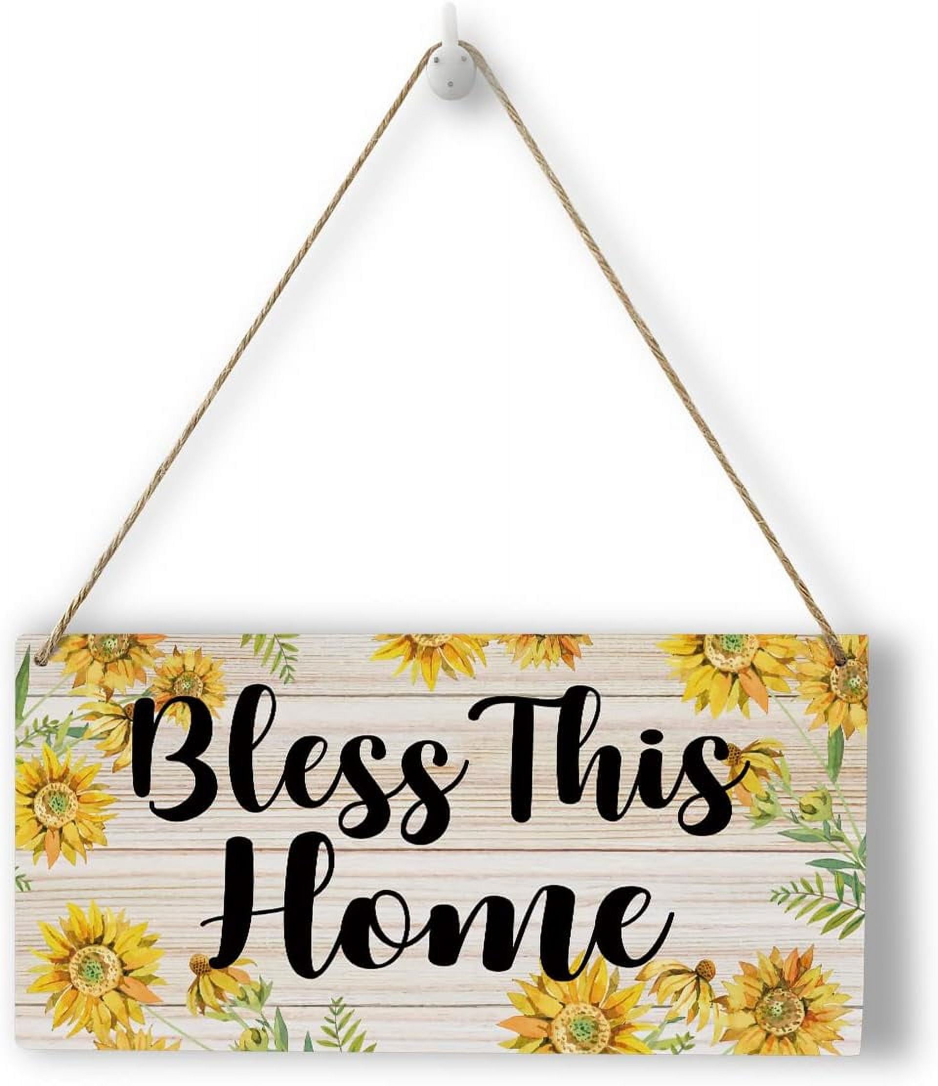New Wood Sign 8x12 Inch Door Sign Bless This Home Sign Hanging Wooden ...