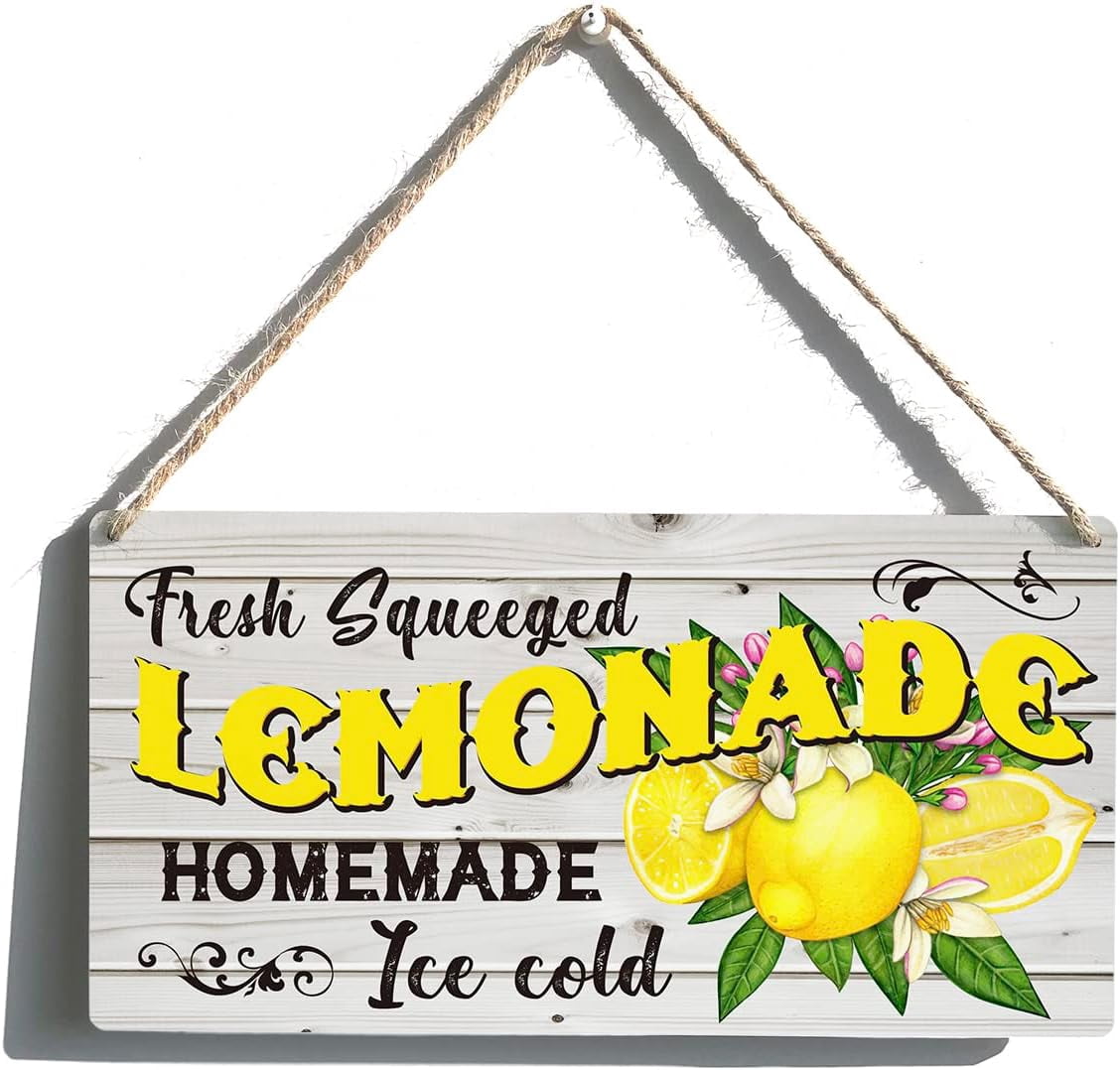 New Wood Sign 8x12 Inch Door Sign Fresh Squeezed Lemonade Sign Hanging ...